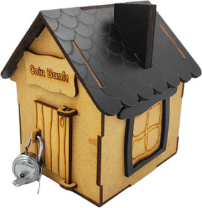 Johnnie Boy Wooden Hut Coin Bank with Lock and Keys|Designer Piggy Bank ...