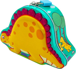 poksi DINOSAUR METAL COIN BANK PIGGY BANK FOR KIDS WITH LOCK AND KEY -H ...