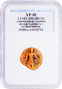 Prideindia (PCG Graded) (230 CE) Vasudeva I Kushan Empire India PCG ...