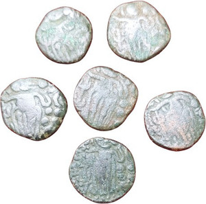 rbf 985-1014 AD ANCIENT INDIA RAJA RAJA CHOLA RARE COPPER **6**COIN ...