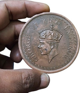 rbf EAST INDIA GEORGE VI ONE ANNA 100 GRAMS COIN BIG SIZE Medieval Coin ...