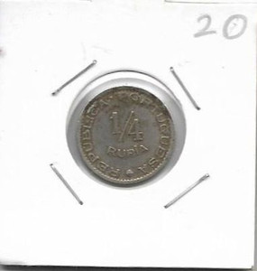A1 International Portuguese India 1952 1/4 Rupia Coin Medieval Coin ...