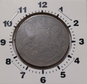 ANTIQUEWAY RARE 1835 HALF ANNA WITH DIE ROTATION ERROR BRITISH INDIA ...