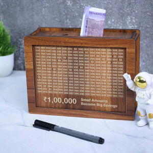 BIYALI Wooden Money Bank,Coin Box with Carved Design for Kids,Savings ...