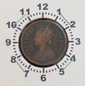 ANTIQUEWAY Extremely Rare 1882 Quarter Anna Die Rotation Error British ...