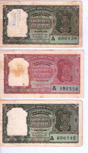 Eforest Half Tiger Issue Old 2 Rupees 3 Pcs Signed By Iyengar Ancient ...