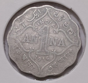 ANTIQUEWAY VERY RARE 1 ANNA 1916 GEORGE V BRITISH INDIA Medieval Coin ...