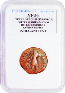Prideindia 1 Tetradrachm - Ruler: Kanishka I Kushan Empire PCG Graded ...