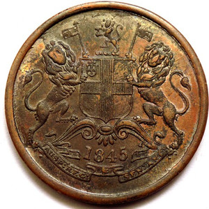 HARIOMCOINS 1845 HALF ANNA BRITISH INDIA KING WILLIAM IV COPPER COIN WT ...