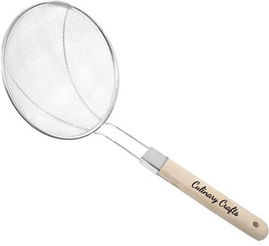 Culinary Crafts Deep Fry Net Spoon Oil Strainer with Wooden Handle Mesh ...