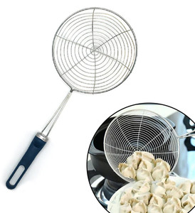 SEE INSIDE Jhara Mesh Laddle Jharni Wire Skimmer Puri Strainer with ...