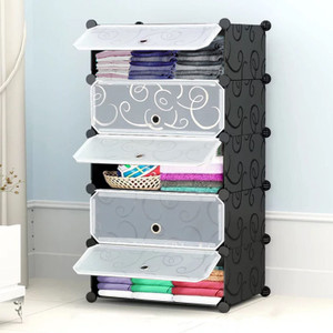 Sasimo 5 Door 5 Shelf Plastic Collapsible PC Collapsible Wardrobe Price ...
