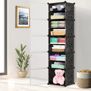 VENEERSMIT Plastic Cloth Almari Wardrobe 5-Door 10-Shelf Plastic ...