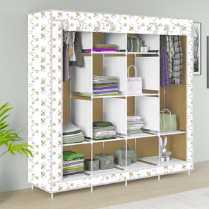 MEZIRE 3 door 12 Rack Print PP Collapsible Wardrobe Price in India ...