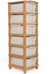 ASHLAS 6 Plastic Modular Drawer System for Home, Office Free Standing ...