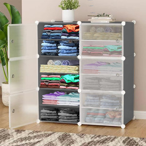 VENEERSMIT Plastic Cloth Almari Wardrobe 6-Door 12-Shelf Plastic ...