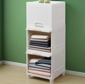 EXVITO 3 Door 3 Shelf Plastic Collapsible Cupboard Cloth stand Three ...