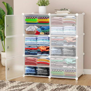 KROOH Plastic Cloth Almari Wardrobe 6-Door 12-Shelf Plastic Collapsible ...