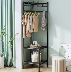 KriShyam ® Corner Clothes Coat Rack,2 Tiers Clothing Shelf, Portable ...