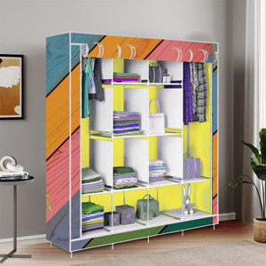 MEZIRE 12 Shelf Foldable Collapsible Wardrobe Storage Organizer Almirah ...