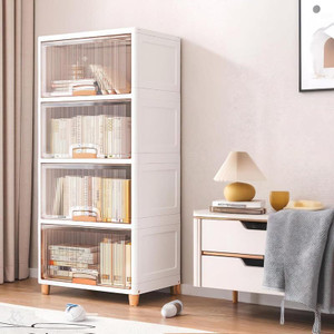Semizoxis 4 Door 4 Shelves Plastic Collapsible Cupboard Cloth stand ...