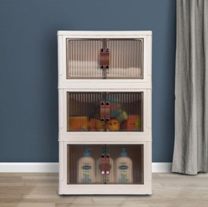 MITOS Plastic Cupboard for Storage - 3 Tier DIY Foldable Cupboard with ...
