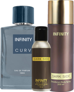 INFINITY Curv EDP Perfume 100ml, Dark Side Deo Body Spray 200ml, Dark ...
