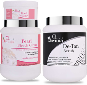 CLAVINIA Pearl Bleach Cream 1 Kg + De-Tan Scrub 1000 ml Price in India ...