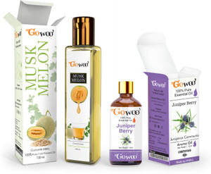 GO WOO Pack of 2 Juniper Berry Essential Oil and Musk Melon Carrier Oil ...