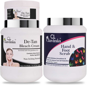 CLAVINIA De-Tan Bleach Cream 1 Kg + Hand And Foot Scrub 1000 ml Price ...