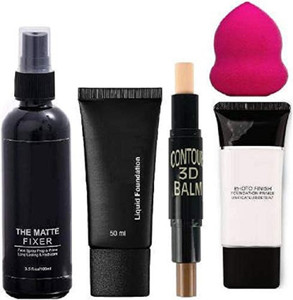 REIMICHI Make Up Combo Kit Spray Fixer, Foundation,2 In 1 Highlighter ...