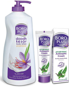 BOROPLUS Doodh Kesar Body Lotion (400ml) + Antiseptic Cream (19ml ...
