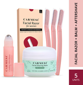 Carmesi All-in-One Facial Shaving Kit for Women | 1 Pre-Shave Balm + 3 ...
