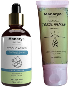 Manarya Sun's Heart Glysac Acne Erase Set - Glycolic Face Serum & Anti ...