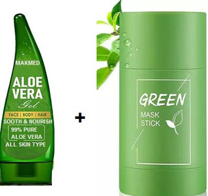 MAKMED ALOE VERA GEL 120ML + BEAUTY FACE MASK STICK GREEN STICK (40G ...