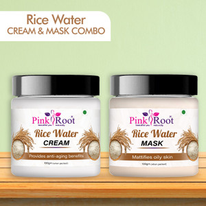 PINKROOT Rice water Face & body Cream 100gm & Rice water Face Mask ...