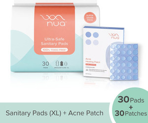 Nua Invisible Acne Pimple Patch & Sanitary Pads (Medium Flow-XL) SUPER ...