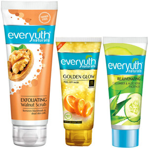 Everyuth Naturals Exfoliting Walnut Scrub (100g), Peel off Mask (50g ...
