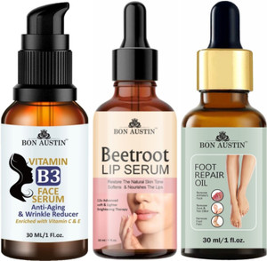 Bon Austin Vitamin B3 Facial Serum & Beetroot Lip Serum & Foot Repair ...