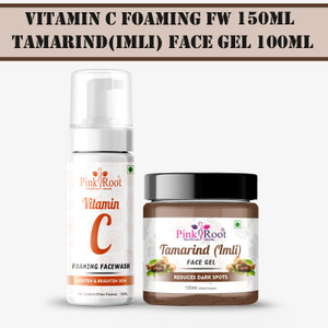 PINKROOT Vitamin C Foaming Facewash, 150ml & Tamarind (Imli) Face Gel ...