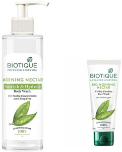 BIOTIQUE Morning Nectar Body Wash 200ML & Morning Nectar Face Wash 50ML ...
