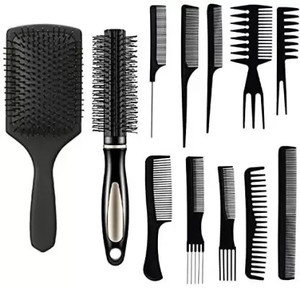 Pleev Premium Paddle Brush & Roller Comb With Premium 10 pcs Saloon ...