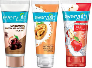 Everyuth Naturals Tan Removal Face Pack, Fruit Face Wash, Walnut Scrub ...