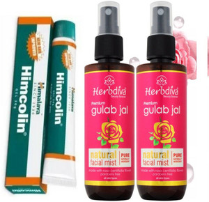 HIMALAYA Himcolin Gel AND Premium Gulab Jal (2*100)ML Natural Facial ...