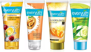 Everyuth Naturals Lemon&Cherry Face Wash + Scrub + Peel off Mask ...