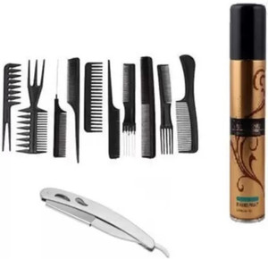 Elite gliss 10Pc Salon Hair Cut Styling Barber Comb Set & nova gold ...