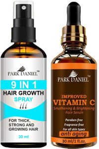 PARK DANIEL 9 in 1 Hair Growth Serum Spray 30ml & Improved Vitamin-C ...