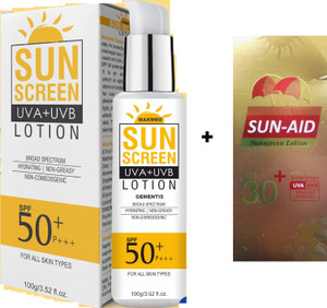 MAKMED PREMIUM SUN SCREEN LOTION SPF 50 + SUN AID SPF30 Price in India ...