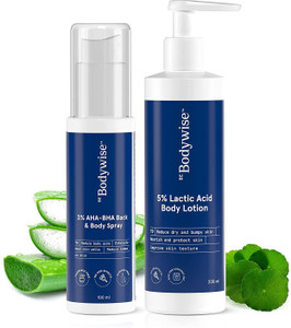 Be Bodywise 3% AHA BHA Back & Body Spray 100 ml & 10% Lactic Acid Body ...