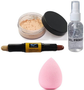 NADJA Face Makeup Kit Combo kit sponge, contour stick, primer, loose ...